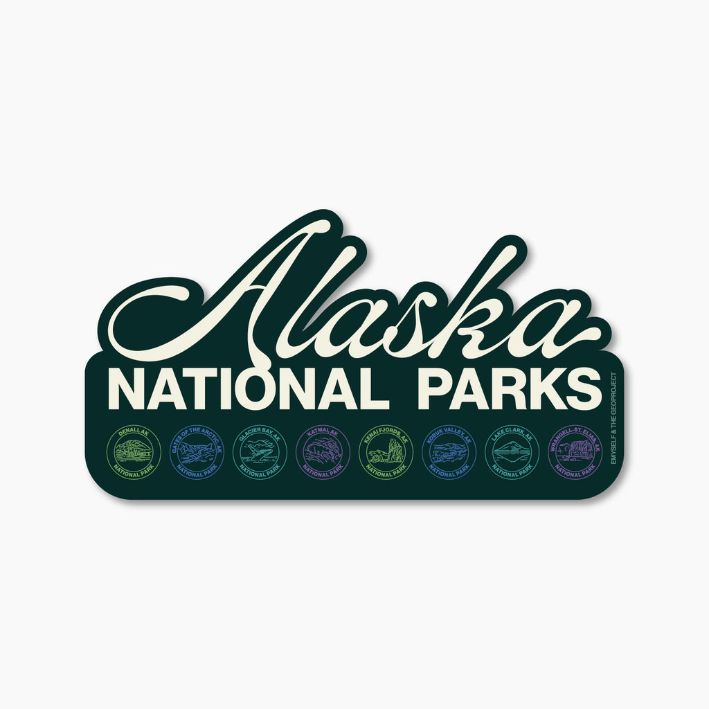 National Parks of Alaska Cursive Sticker – The GeoProject