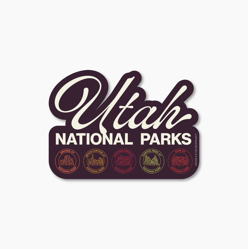 National Parks of Utah Cursive Sticker – The GeoProject
